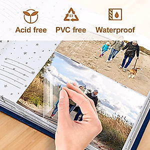 Photo Albums 6x4 slip in, Photo Album 200 Pockets, Memo Photo Book Album for Valentine Family Wedding Christmas Birthday, Picture Album for Baby Boy Girl, Memory Scrapbooks or Postcards Storage, Blue