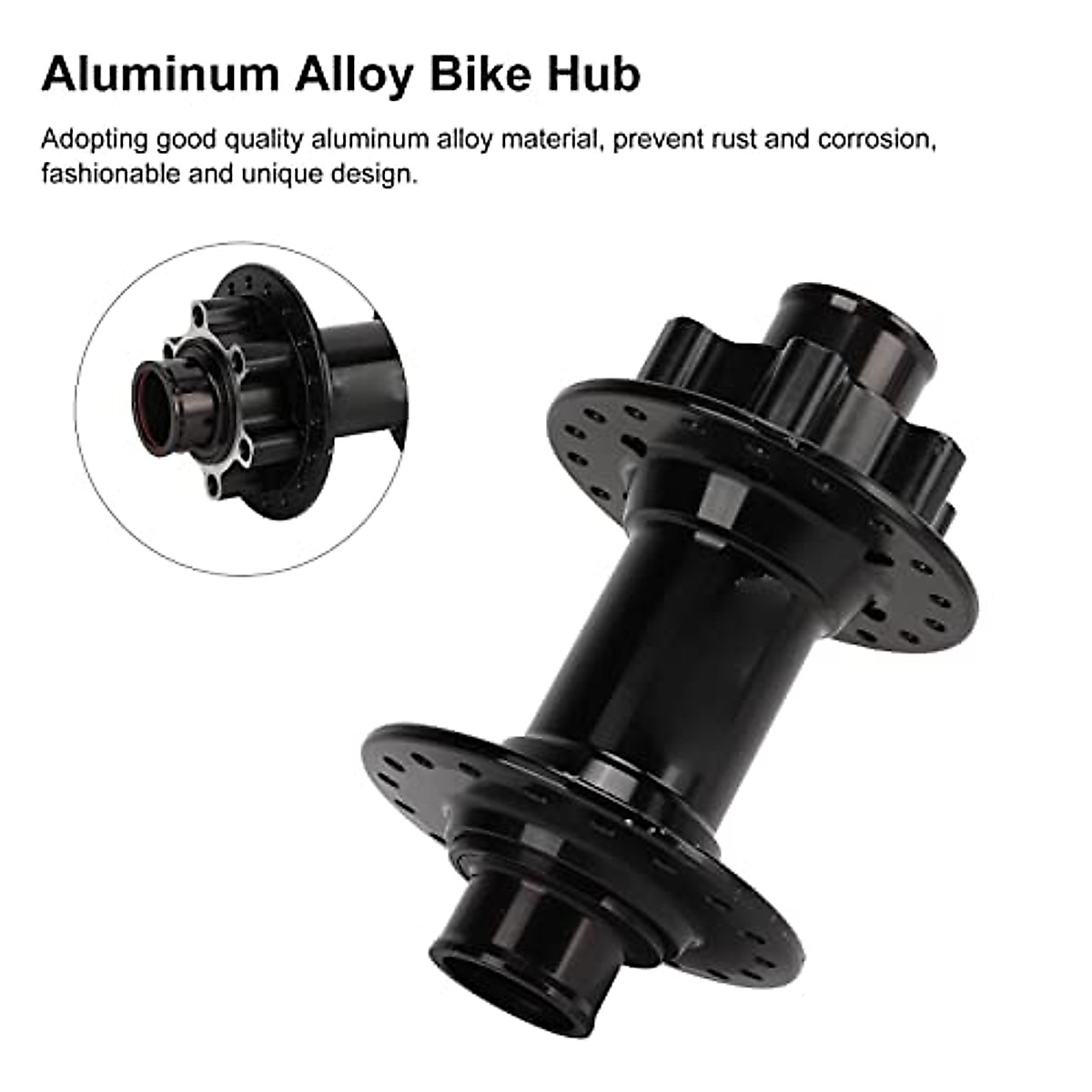 Hub, Mountain Bike Hub Bearing Aluminum Alloy Disc Brake Hub 36 Holes for Road Bike Black