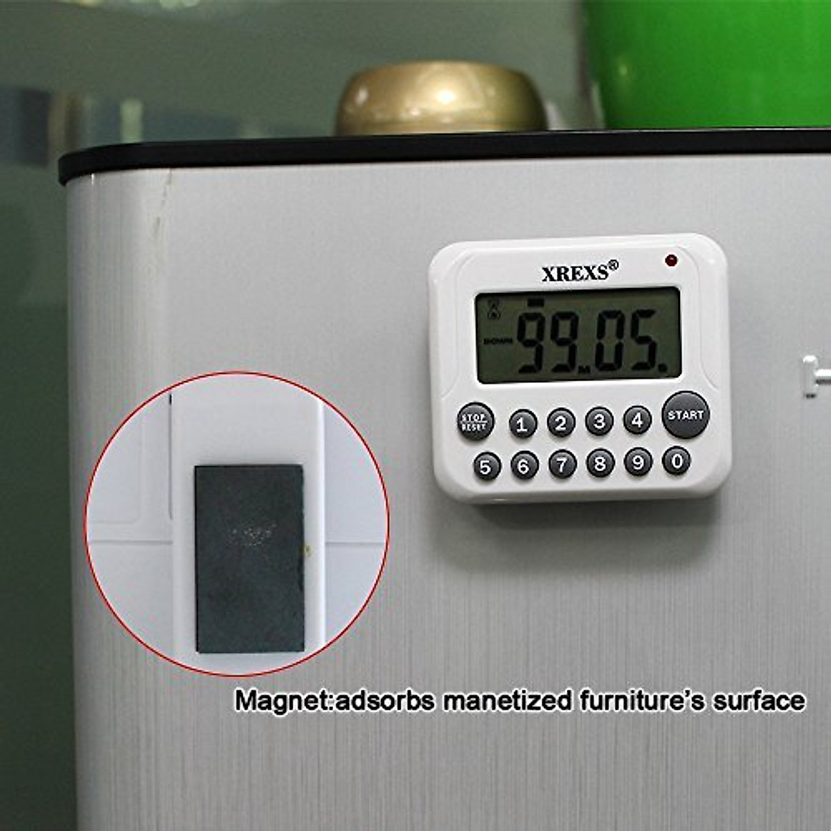 XREXS Digital Kitchen Timer Magnetic Countdown Up Cooking Timer Clock with Magnet Back and Clip, Loud Alarm, Large Display Minutes and Seconds Directly Input-White (2 Battery Included) (DC-12)