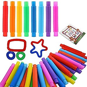 30 Pack Pop Tubes Sensory Toys, Connectable and Extendable Fidget Toys for Stress Relief, Party Favors for Kids, Treasure Box Toys for Classroom Prizes,Last Day of School Gifts for Kids