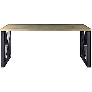 Acme Jennavieve Rectangle Writing Desk with Metal Base in Gold Aluminum