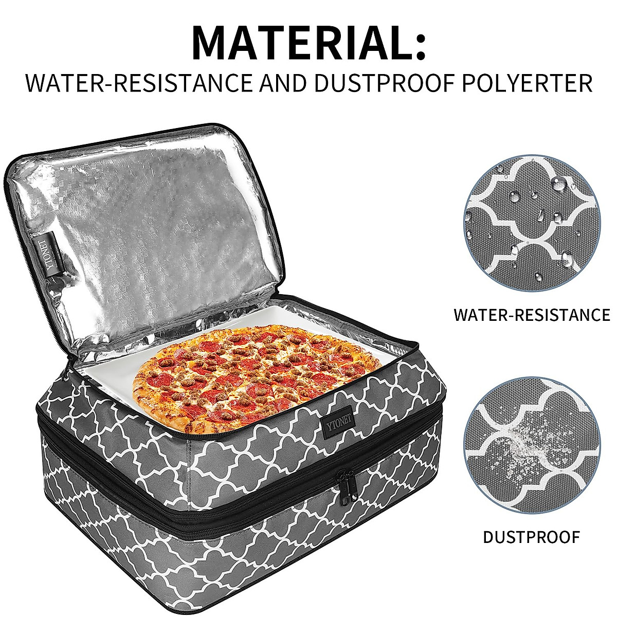 Casserole Carrier, Removable Casserole Carriers for Hot or Cold Food, Double Lasagna Holder Tote with Tableware Layer, Insulated Tote Bag for Potlucks, Parties, Picnics, Beaches, Camping, Grey