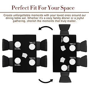 ELRINA Super Stable Dining Table Set for 4, 5-Piece Kitchen Table and Chairs for 4, Modern Glass Dining Room Table & PU Leather Metal Chairs, Kitchen Table Set for Small Spaces, Breakfast Nook, Black