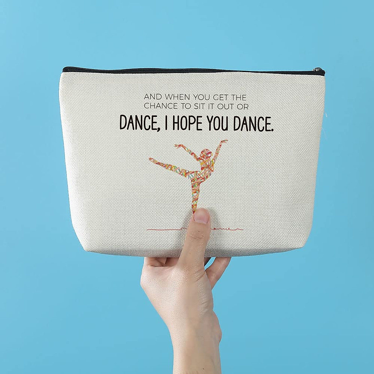 Inspirational Makeup Bag Dance Gifts Dancer Gifts Dance Recital Gifts for Girls Ballet Dancing Gift Dance Teacher Gifts for Women Teens Dance Lovers Student I Hope You Dance Toiletry Bag Cosmetic Bag