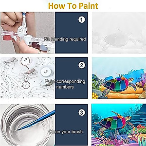 Tookeen Paint by Numbers Kits for Kids - DIY Painting Craft Kits - 20x16 Inch Acrylic Oil Painting Set On Canvas for Childrens & Beginners, Colorful Sea Turtle