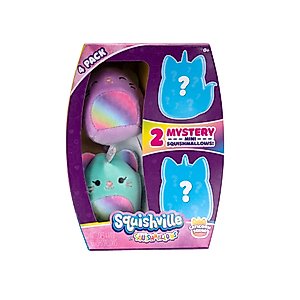 Squishville by Squishmallows SQM0078 Mystery Squad, Four 2, Irresistibly Soft Colourful Plush Caticorns, Mini Squishmallows