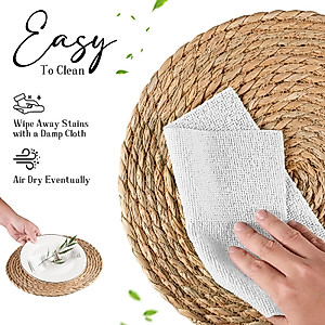 RUNTIVAN Round Woven Placemats Set of 6, Natural Water Hyacinth Place mats, 12 inch Rattan Placemats Wicker Placemats Farmhouse Boho Braided Heat Resistant Outdoor Placemat Patio Table Place Mats