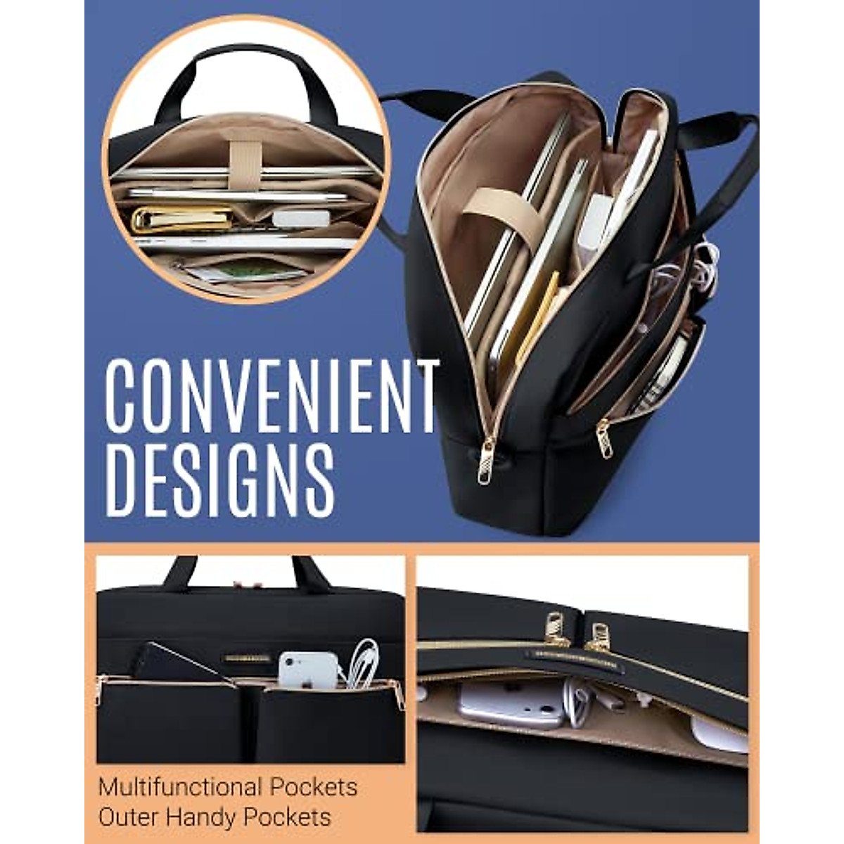 LIGHT FLIGHT Laptop Bag, 15.6 Inch Business Briefcase,Water-Repellent Shoulder Messenger Bag,Computer Bag Work Office Travel,Black