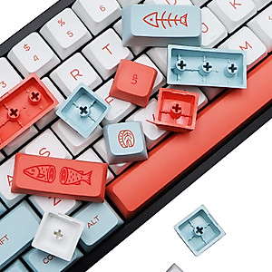 MOLGRIA Salmon MDA Keycaps, 135 Set Custom Keycaps Salmon for Gaming Keyboard, PBT MDA Dye Sublimation Keycaps with Keycap Puller for Gateron Kailh Cherry MX 104/87/74/61 60 Keyboard