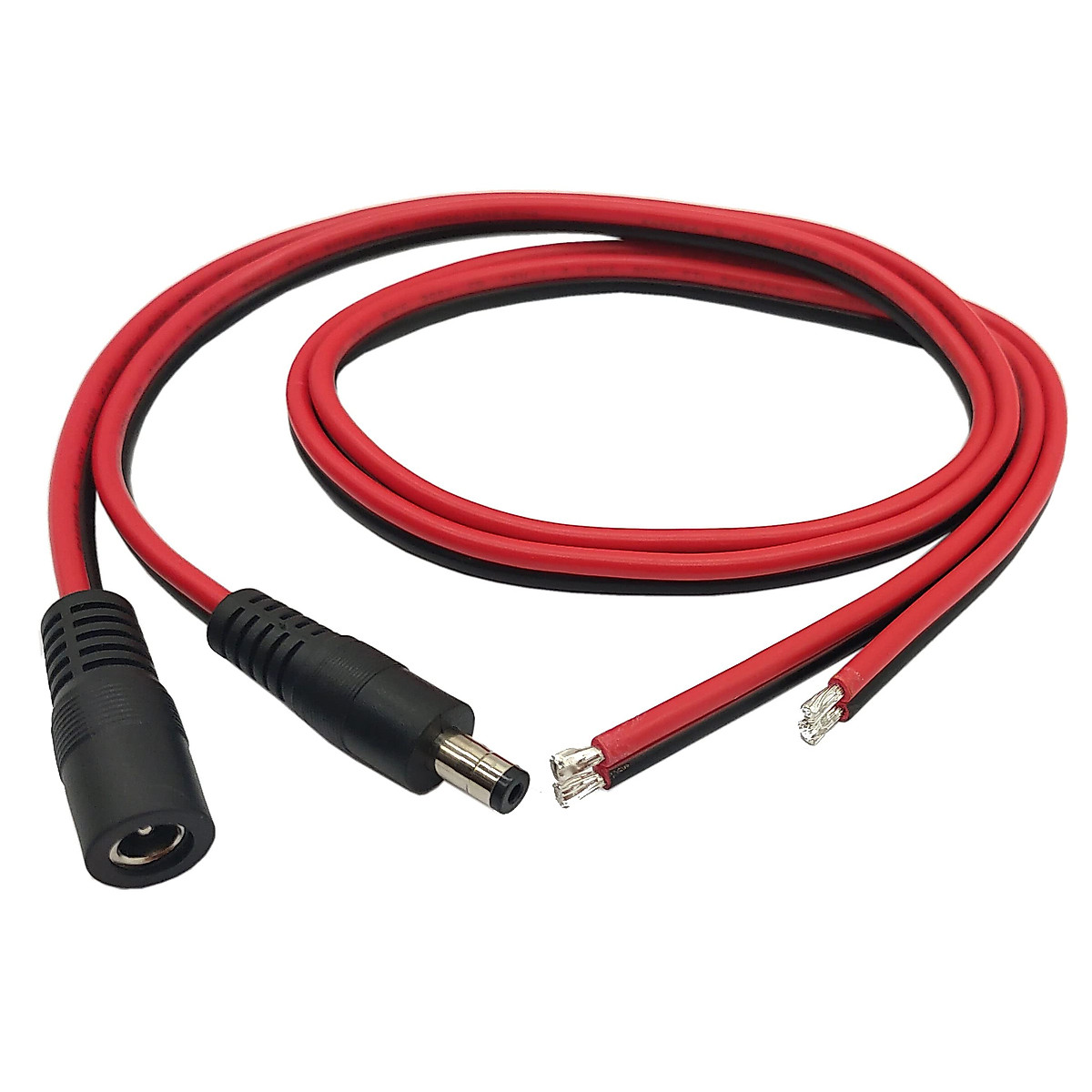 Halokny DC Power Pigtails Cable, 1 Pairs 14AWG DC5.5x2.1mm 12V 5A Male & Female Connectors Power Single Ended Extension Cable for CCTV Security Camera and Lighting Power Adapter 60cm/2Ft