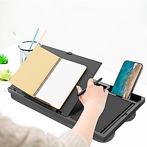 Laptop Lap Desk with Cushion - 9 Adjustable Angles, Fits Up to 17 inch Laptops, Built-in Mouse Pad, Phone and Pen Slots. Portable Writing Board for Bed, Sofa, and Work Table