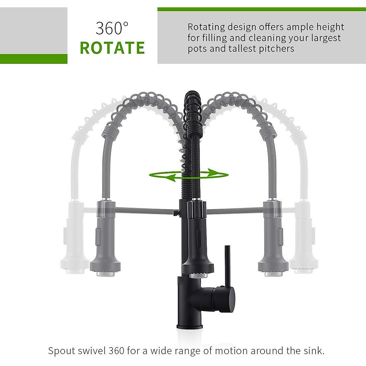 GIMILI Black Kitchen Faucet with Sprayer Modern Single Handle Pull Down Sprayer Matte Black Kitchen Faucet Pull Down with LED Light