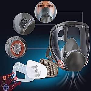 LZLLHX Full Face Respirator Mask Set- Gas Cover Organic Vapor Mask and Anti-fog,dust-proof Face Cover,Protection for for painting, Chemistry, Woodworking ，Machine Polishing, Welding, Paint spary