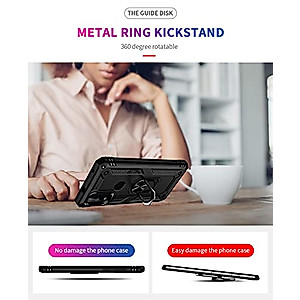 for Moto G Pure Case, Moto G Power 2022 case with Screen Protector [Military Grade 16ft. Drop Tested] Magnetic Ring Holder Kickstand Protective Phone Case for Motorola Moto G Pure 2021, Black