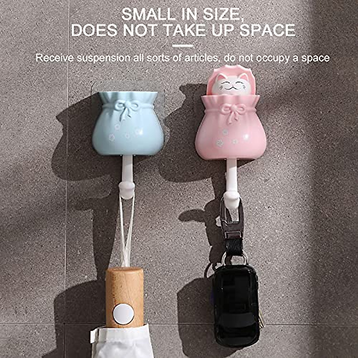Creative Cute Cat Wall Hook Key Holder,ULemeili Cartoon Coat Wall Hooks for Hanging,Wall Mounted Adhesive Shower Hat Towel Hook,Decorative Kids Room Living Room Bathrooms Towel Hanger,Storage Rack