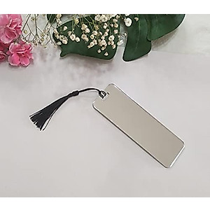 10pcs Mirror Acrylic Bookmark,Acrylic Rectangular Bookmark Banks,Blank Mirrored Acrylic Sheet ,Acrylic Blank Bookmark with Tassels for DIY Projects and Present Tags (Silver Mirror)