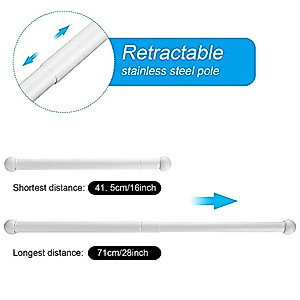 2 Pieces Hanging Closet Rod, Adjustable Width and Height, Clothes Hanging Bar Closet Organizer Rod Double Closet Rod Poles for Hanging Clothes Indoor Outdoor Closet Space-Saving (White)