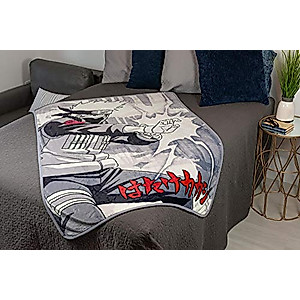 JUST FUNKY Naruto Kakashi Hatake Anime Fleece Throw Blanket | Naruto Blanket Kakashi Sensei Soft Blankets and Throws | Official Naruto Throw Blanket | Measures 60 x 45 Inches