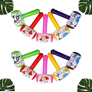 NUOBESTY 10pcs Squeaky Hammer Inflatable Cartoon Hammer with Sound Bell Clown Handle Hammer Funny Toys for Toddler Kids (Random Color)