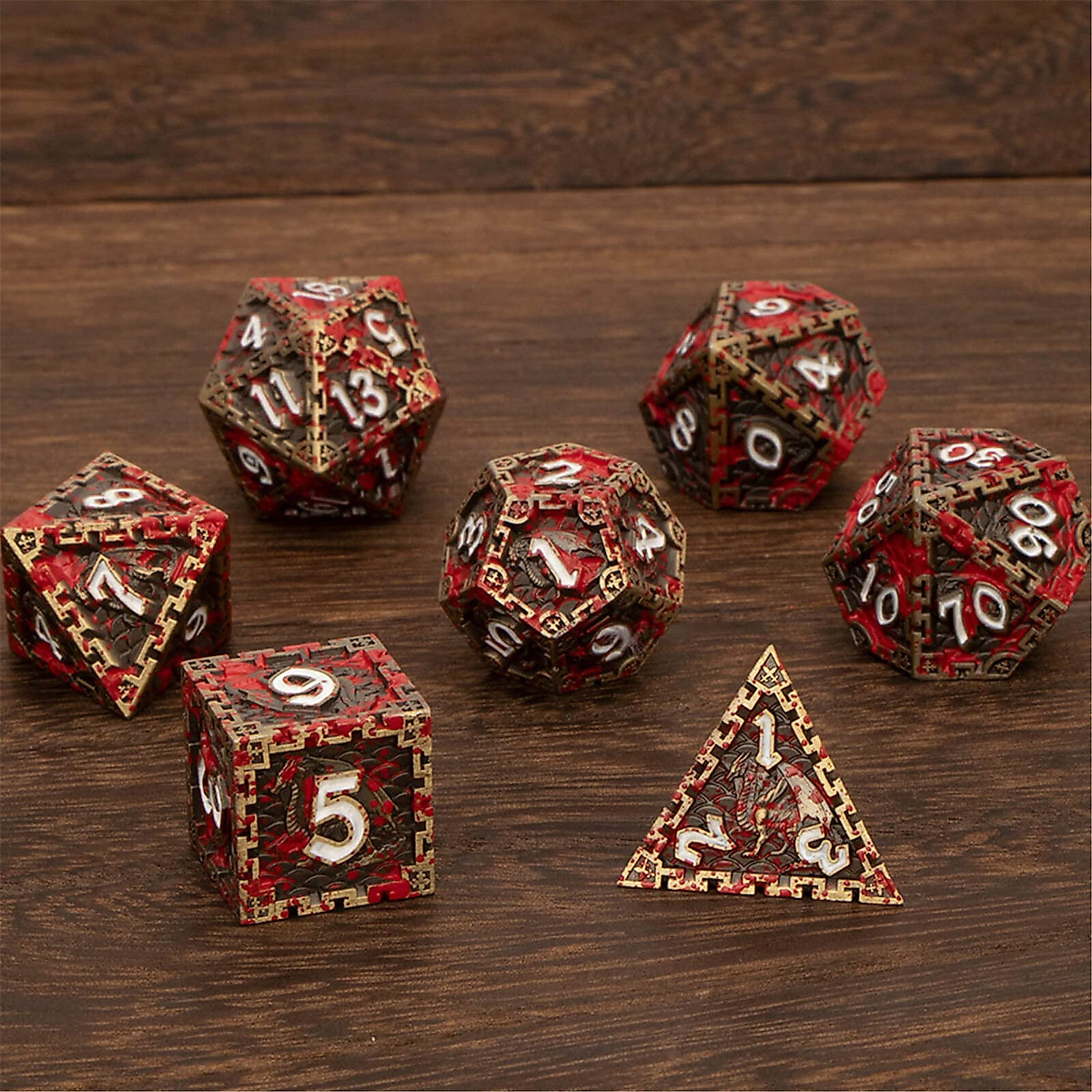 Metal DND Dice Set, RUNFNG D&D Dice Set with Box, Metal Polyhedral Dice Set for Dungeons and Dragons RPG Role Playing Games - D20 D12 D10 D8 D6 D4 D&D Dice Set