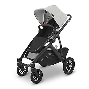 Vista V2 Stroller - Anthony (White and Grey Chenille/Carbon/Chestnut Leather)