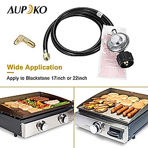 5 Feet Low Pressure Propane Regulator and Hose，Qcc1 Universal Grill Regulator Replacement Part with 90 Degree Elbow Adapter for Blackstone Griddle 17" and 22" Tabletop Camper Grill