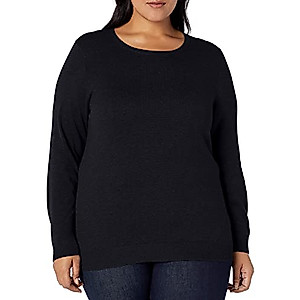 Amazon Essentials Women's Long-Sleeve Lightweight Crewneck Sweater (Available in Plus Size), Black, X-Large