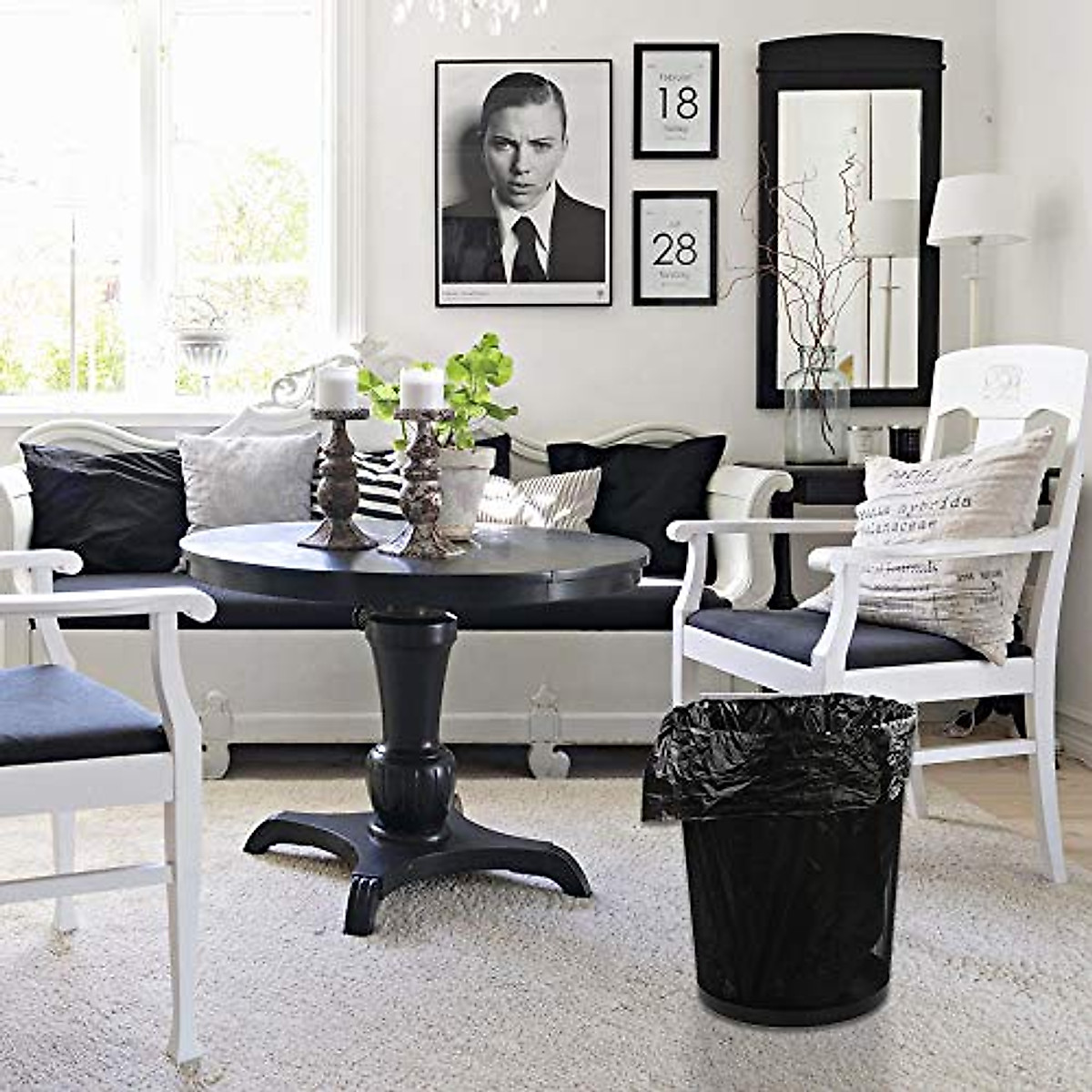 Ramddy 5 Gallon Trash Bags, Black Waste Bin Liners for Home, Office (150 Counts/6 Rolls)