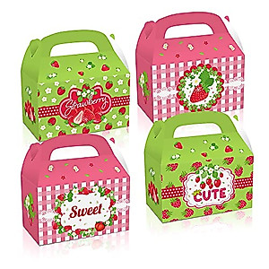 NA 12 Packs Fruit Strawberry Party Favor Treat Boxes Goodies Boxes Party Time Gift Boxes for Birthday Party Decration Supplies