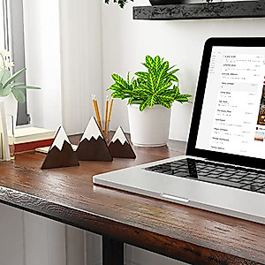 Huray Rayho Mountain Wooden Signs Wood Mountain Wall Art Farmhouse Decorations Shelf Sitter Office Desk Decors Snowy Mountains Cutouts Table Stands Kitchen Tiered Tray Ornaments, Set of 3