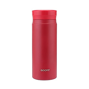 GOOFIT 7Oz Small Coffee Water Bottle Double Wall Vacuum Insulated Thermos for Kids and Women Keeps Cold 12H Hot 12H Red