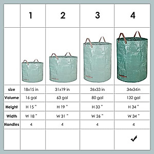 Reusable Yard Waste Bags Heavy Duty,2 Pack 132 Gallons Extra Large Lawn Pool Garden Leaf Waste Bags,Garden Bag for Collecting Leaves,Gardening Clippings Bags,Leaf Container,Trash Bags