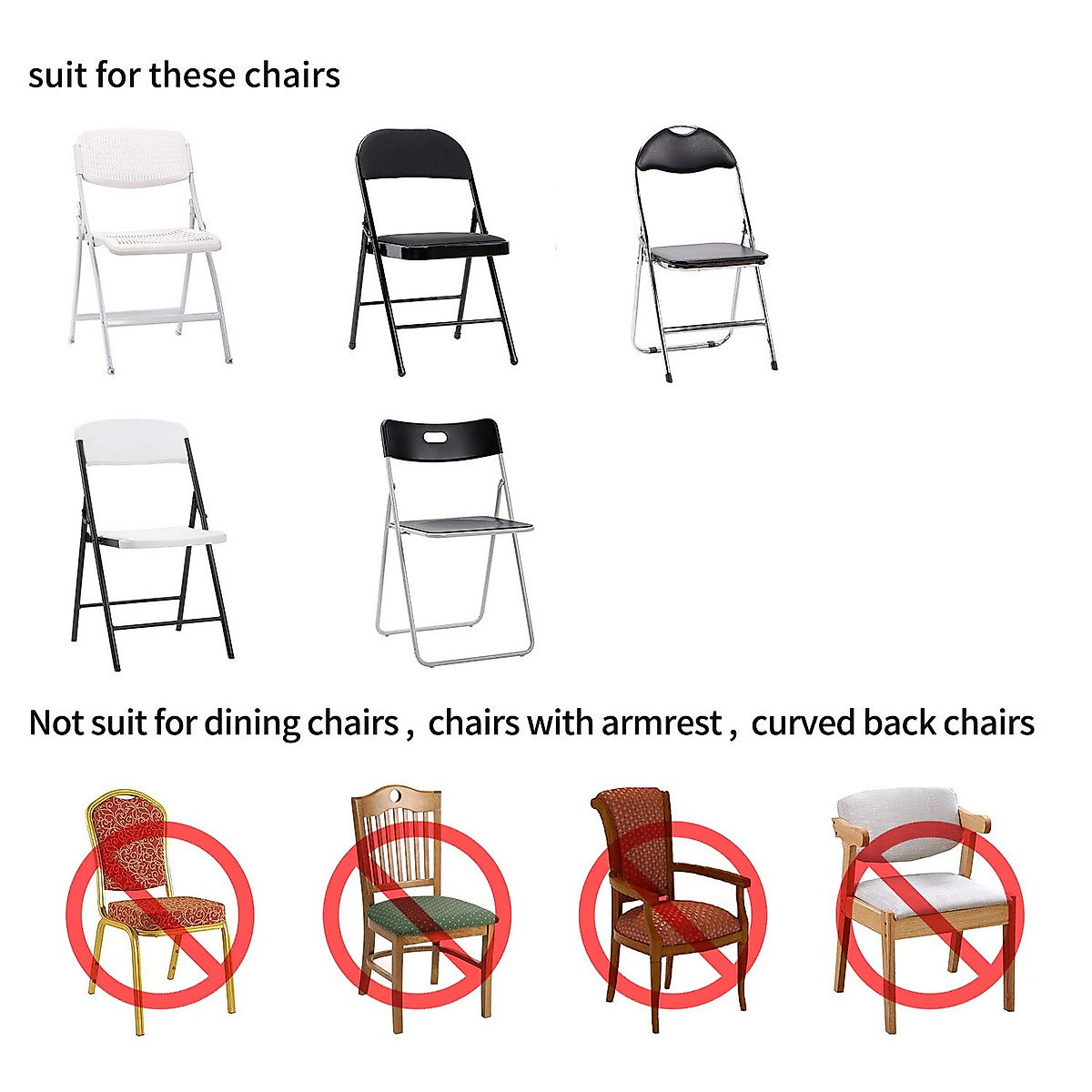 Peomeise Stretch Spandex Folding Chair Cover for Wedding Party Dining Banquet Event (White,12pcs)