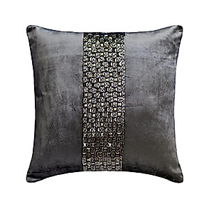 The HomeCentric Euro Sham, Decorative Grey 26"x26" (65x65 cm) Cushion Covers, Velvet Textured & Beaded Throw Pillows for Couch, Solid Color Pattern Modern Style Easter - Argentine Soot