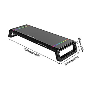 ARIOU Monitor Stand Riser, Foldable Monitor Riser Stand, Computer Monitor Stand Riser, Adjustable Height Computer Monitor Stand with USB 3.0 Hub & RGB Lights with 7 Lighting Effects, Desk Accessories