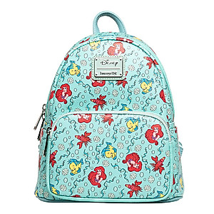 Loungefly x Disney Little Mermaid Ariel, Flounder and Sebastian AOP Backpack
