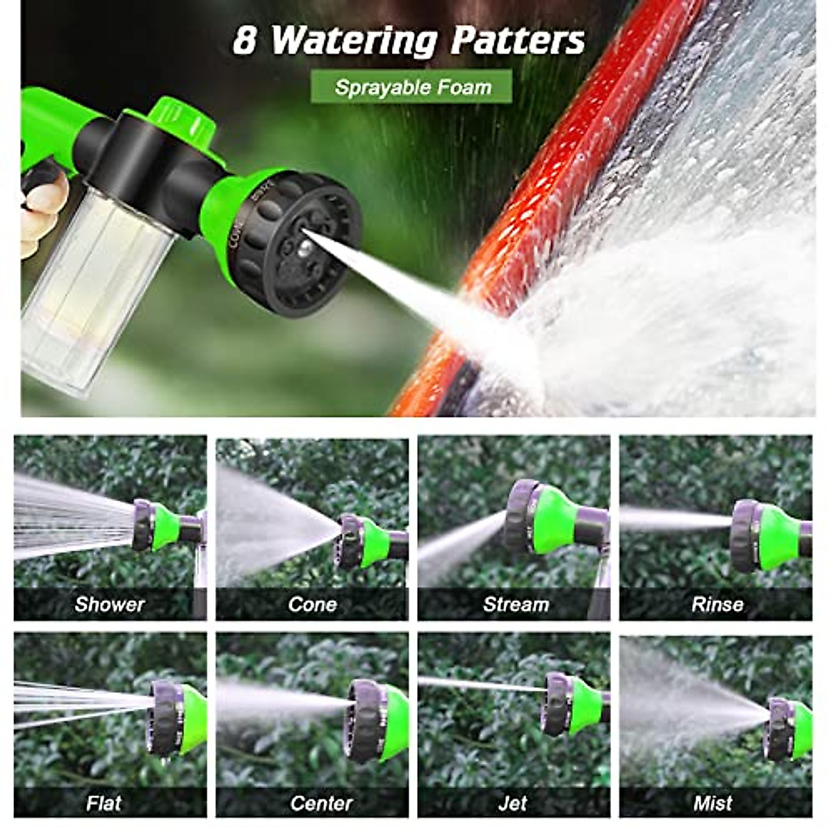 Pup Jet Dog Wash Hose Nozzle Foam Sprayer Dog Horse Sprayer Wash Hose Attachment Soap Dispenser Bottle Nozzle Sprayer Washing Car Shower Pet Bathing Tool(green with gloves)