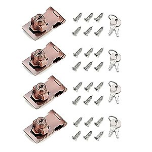 I-EASYDWW, 2.5 Inch Red Zinc Alloy Keyed Hasp Locks, 4 Pack with Keys and Screws, Automatic Locking, For Drawers and Cabinets