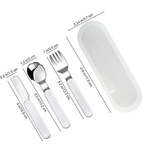 VANRA 3-Piece Children Knife Spoon Fork Set 18/10 Stainless Steel Child Flatware Set Kids Utensils Set with Case for Lunch Box (Fork Spoon Knife Combo)