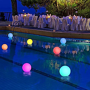 Uonlytech 4pcs LED Floating Pool Lights, Color Changing Floating Ball Light Waterproof Garden Light Rechargeable Hanging Night Lamp for Garden Pond Party