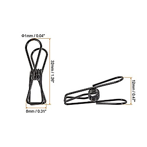 MECCANIXITY Small Metal Wire Clip 1 Inch Multi-Purpose Bag Clamp for Home Office Kitchen, Black Pack of 45