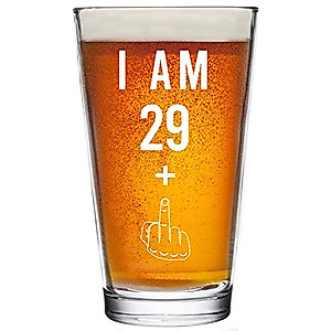 29 + One Middle Finger 30th Birthday Gifts for Men Women Beer Glass – Funny 30 Year Old Presents - 16 oz Pint Glasses Party Decorations Supplies - Craft Beers Ideas for Dad Mom Husband Wife 30 th