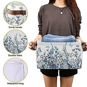 xigua Herbs Wild Flowers Leaves Storage Basket, Durable Canvas Organizer With Handles Large Collapsible Storage Bins Boxes for Home Office - 2pack