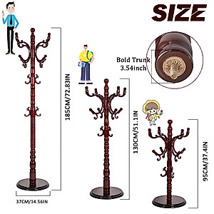 Zacammy Heavy Coat Rack Freestanding, Natural Wood Hall Tree, Adjustable Height 73in and Versatile 14 Hooks for Entryway, Porch, Living Room, Bedroom, Home Office (Rosewood)