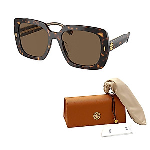 Tory Burch TY7193U 172873 56MM Dark Tortoise/Dark Brown Square Sunglasses for Women + BUNDLE With Deisgner iWear Complimentary Eyewear Kit