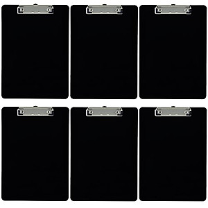 Trade Quest Plastic Clipboard Opaque Color Letter Size Low Profile Clip (Pack of 6) (Black)