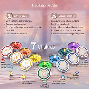 Inspireyes Chakra Candles Set of 7,Meditation Crystal Scented Candles Gift Set for Women, Spiritual Healing Candles for Promotes Positive Energy, Yoga, Cleansing, Manifesting, Relaxation