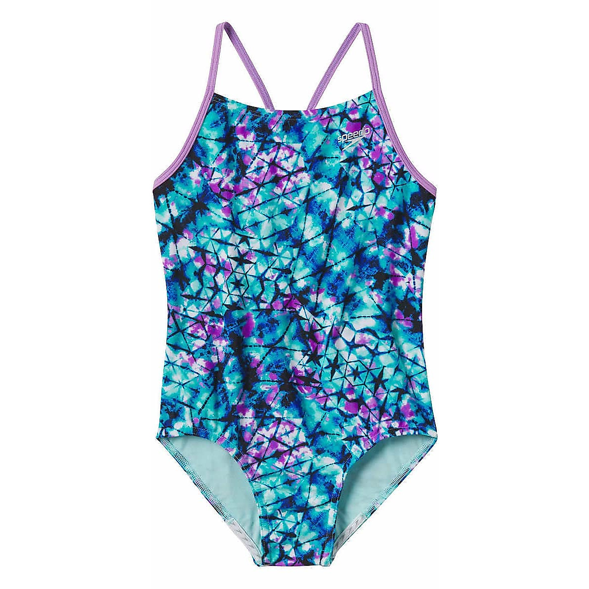 Speedo Girls Thin Strap One Piece Swimsuit (US, Alpha, X-Large, Regular, Deep Aqua/Purple)