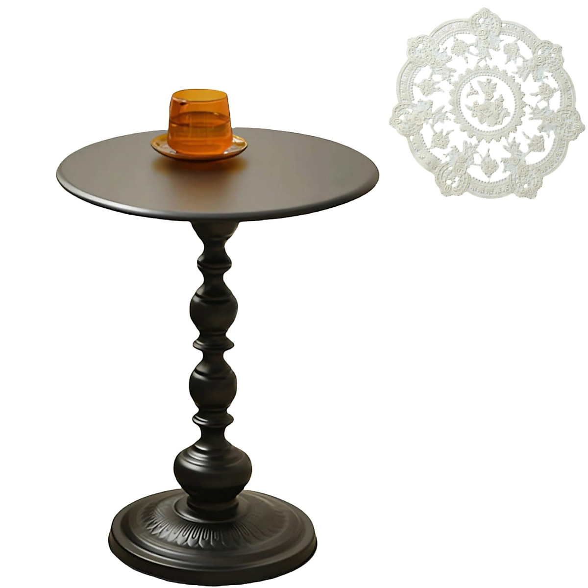 OINKSAAK,Round Side Table，Accent Table，Small end Table，Living Room Tables，Drink Table，Outdoor Side Table，Bistro Table，Metal Circle Antique Pedestal Round Table