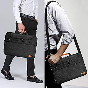 DOMISO 14 Inch Multi-Functional Laptop Sleeve Business Briefcase Waterproof Messenger Shoulder Bag for 14" Laptops/Chromebook/Ultrabook/Apple/Lenovo/HP/Dell/ASUS/Acer, Black